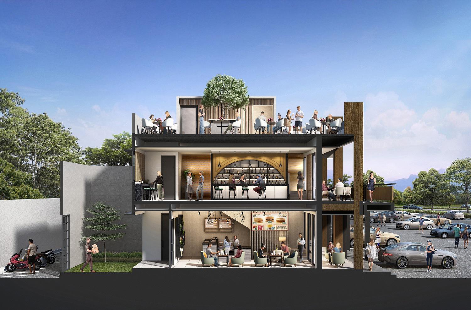 Jalur service dirancang di sisi belakang ruko sehingga lebih leluasa ...